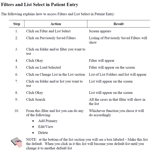 ONCOLog Filter and Select - ONCO